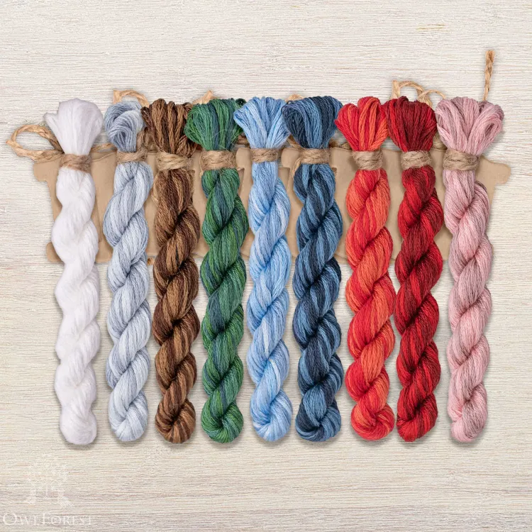 Set of OwlForest Hand-Dyed Threads for the “Bullfinches” Chart (DMC ...
