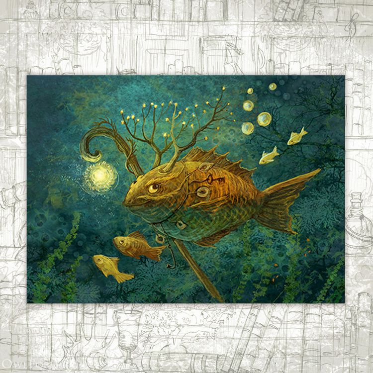 “River Druid” Postcard – Owlforest Embroidery