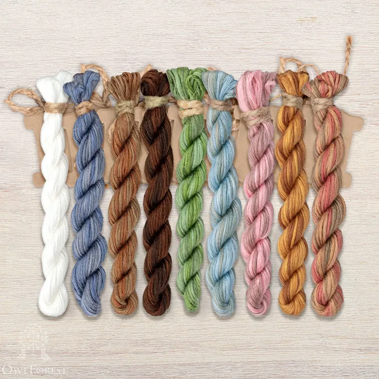 Set of OwlForest Hand-Dyed Threads for the “Lace Framed Birds. Robins ...