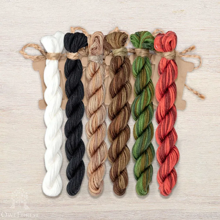 Set of OwlForest Hand-Dyed Threads for the “Christmas Bears” Chart ...