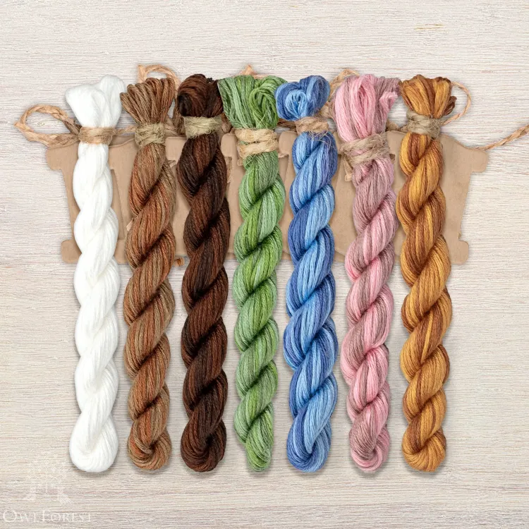 Set of OwlForest Hand-Dyed Threads for the “Lace Framed Birds ...