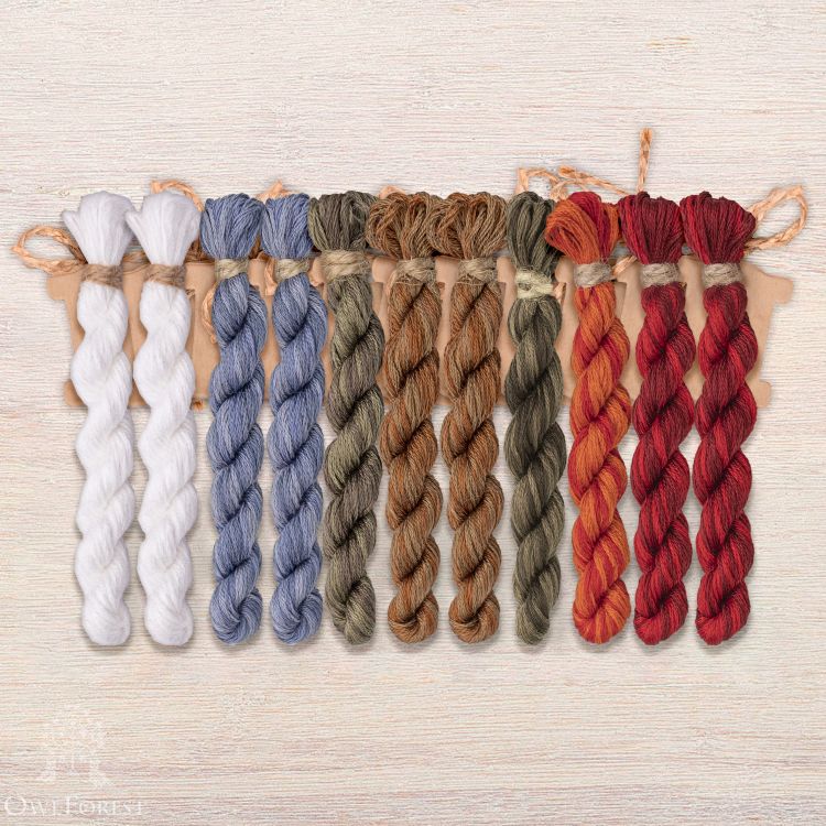 Set of OwlForest Hand-Dyed Threads for the “First Snow” Chart (DMC ...