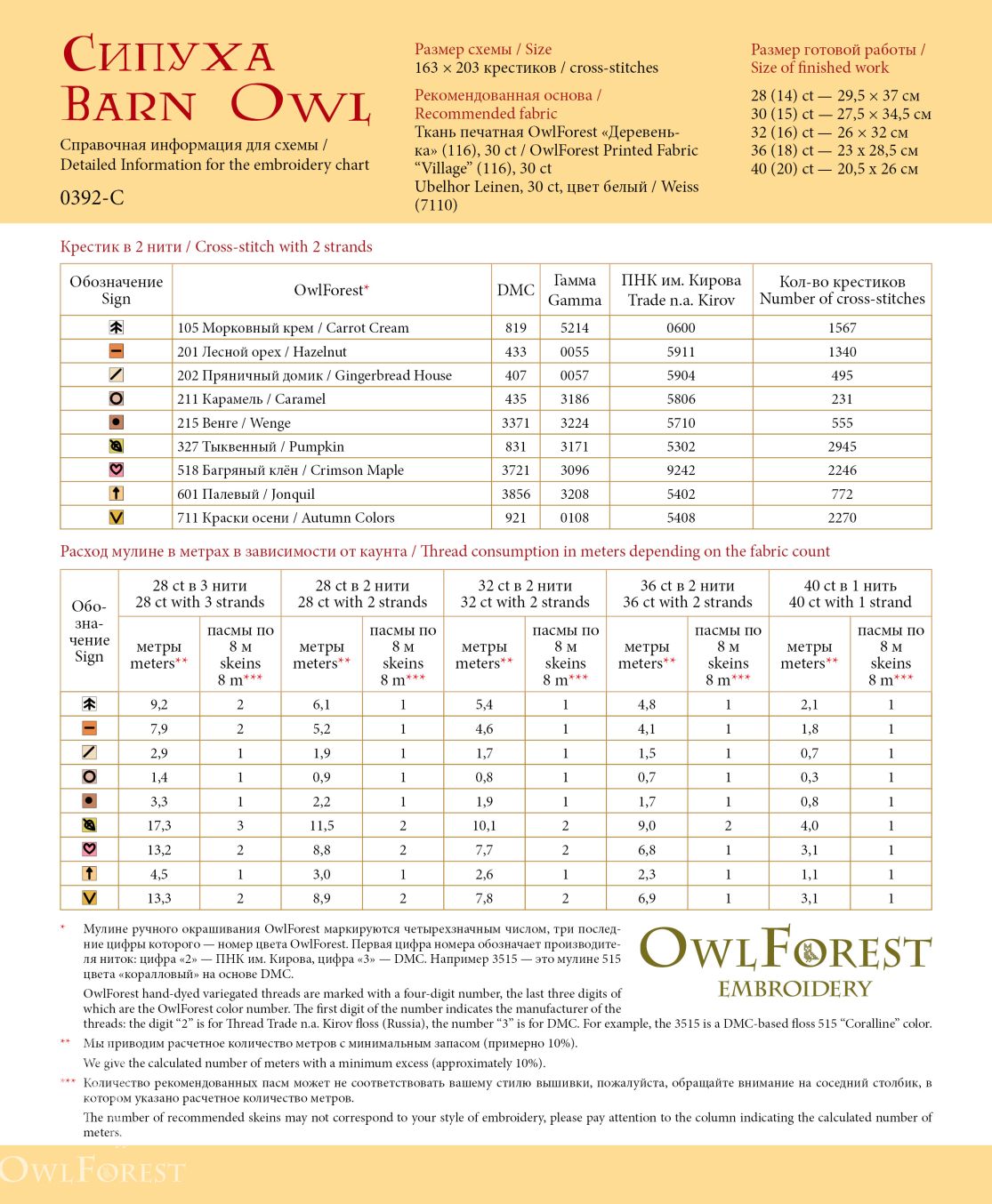 Digital embroidery chart “Barn Owl” – Owlforest Embroidery
