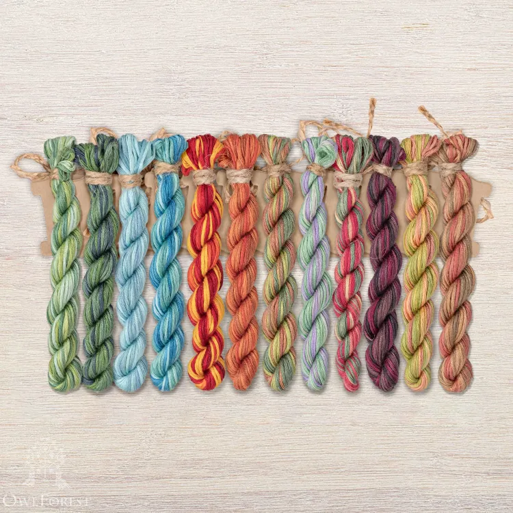 Set of OwlForest Hand-Dyed Threads for the “Patchwork Calendar” Chart ...