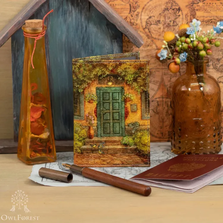 “Doorstep” Passport Cover Glace – Owlforest Embroidery