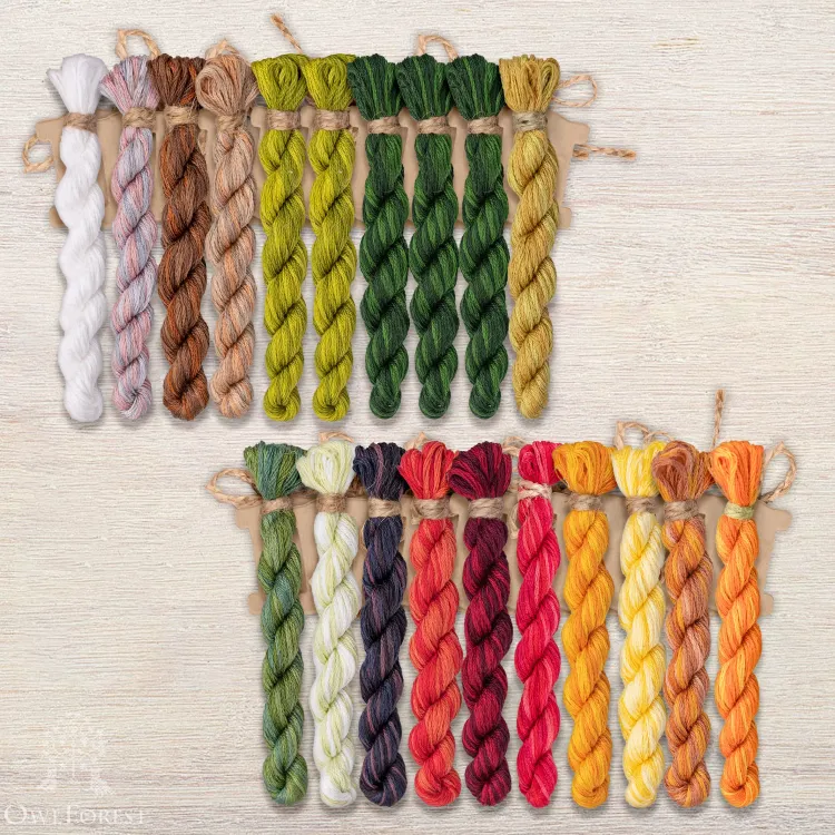 Set of OwlForest Hand-Dyed Threads for the “Vegetable Bowl” Chart (DMC ...