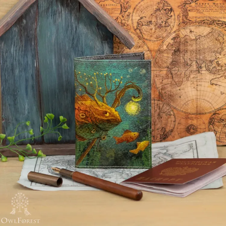 “River Druid” Passport Cover – Owlforest Embroidery