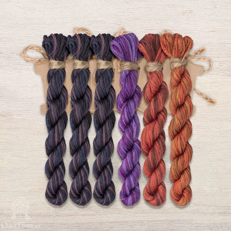 Set of OwlForest Hand-Dyed Threads for the “Cozy Garden” Chart (DMC ...