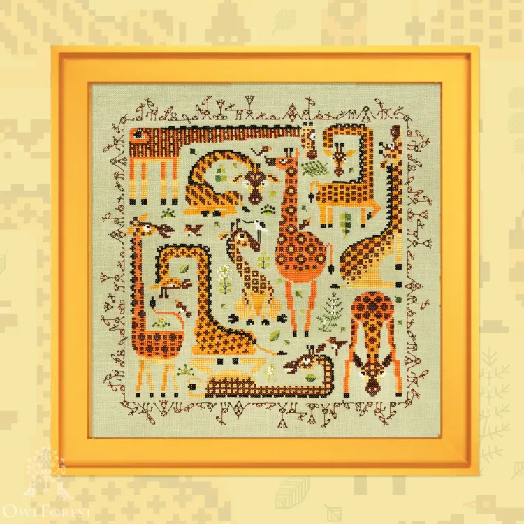 Digital embroidery chart “Spotted Giraffes” – Owlforest Embroidery