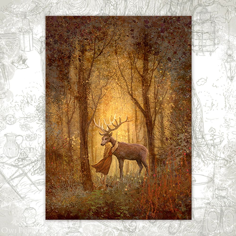 “Forest Deer” Postcard – Owlforest Embroidery