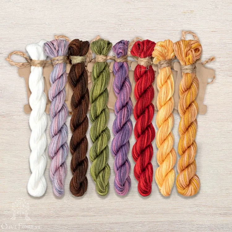 Set of OwlForest Hand-Dyed Threads for the “Summer Triptych. Tea” Chart ...