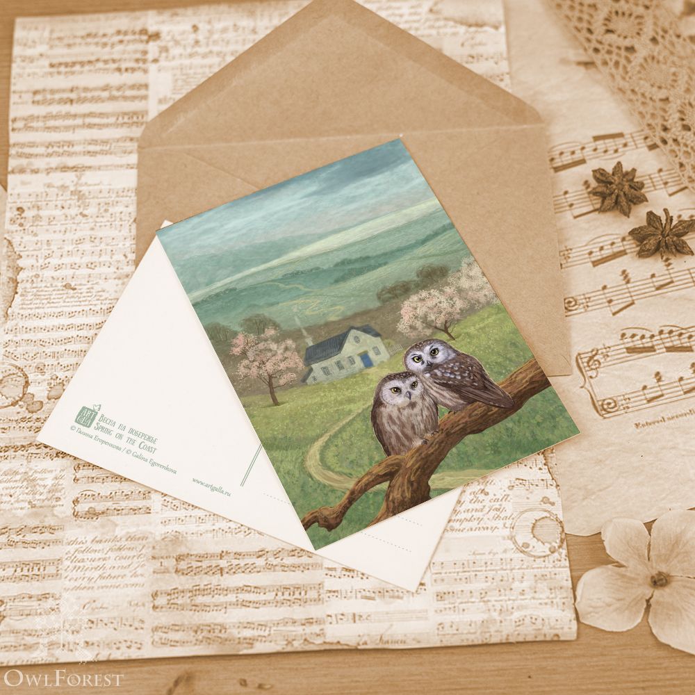 “Spring on the Coast” Postcard – Owlforest Embroidery