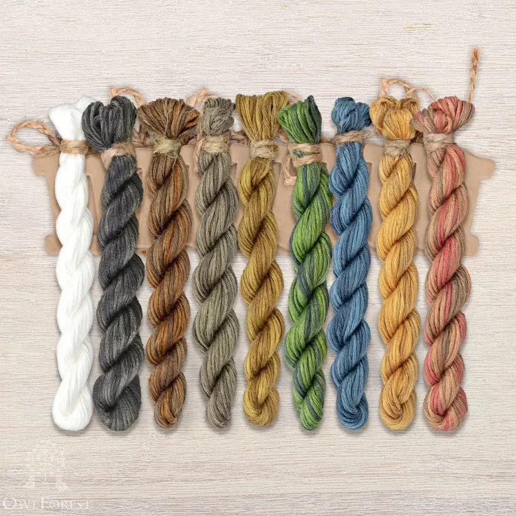 Set of OwlForest Hand-Dyed Threads for the “Chaffinches” Chart (Thread ...