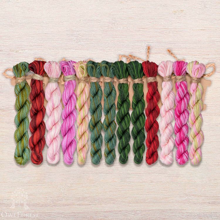 Set of OwlForest Hand-Dyed Threads for the “Showy Peony” Chart (DMC ...