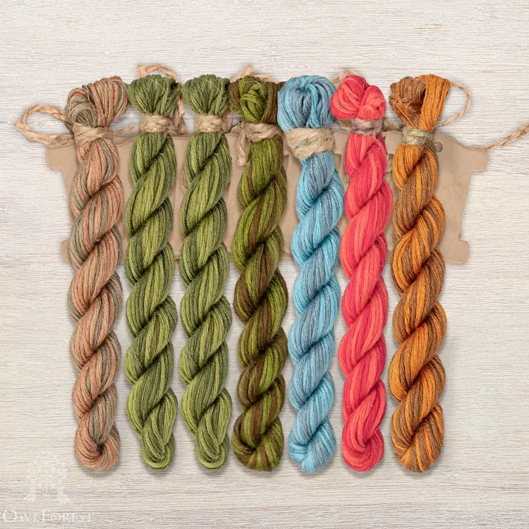Set of OwlForest Hand-Dyed Threads for the “Snail Garden” Chart (Thread ...