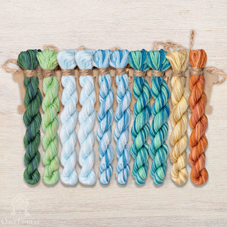 Set of OwlForest Hand-Dyed Threads for the “Atlantis” Chart (DMC ...