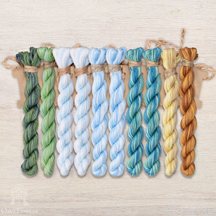 Set of OwlForest Hand-Dyed Threads for the “Atlantis” Chart (Thread ...
