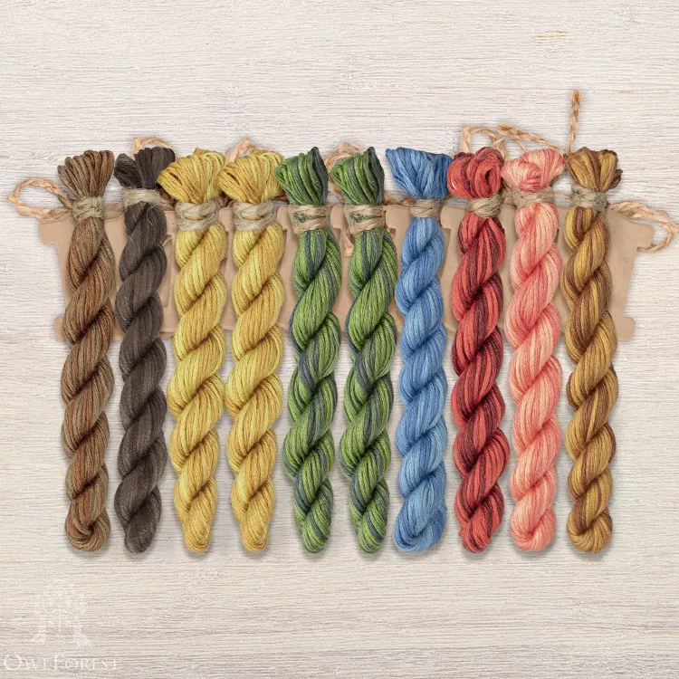 Set of OwlForest Hand-Dyed Threads for the “Wonder Tree” Chart (Thread ...